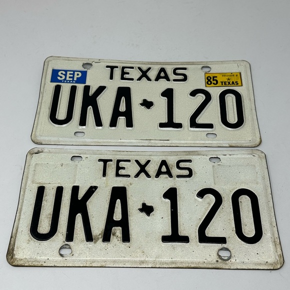 Other | 1985 Vintage Texas License Plates Matching Pair Uka 12 Set ...